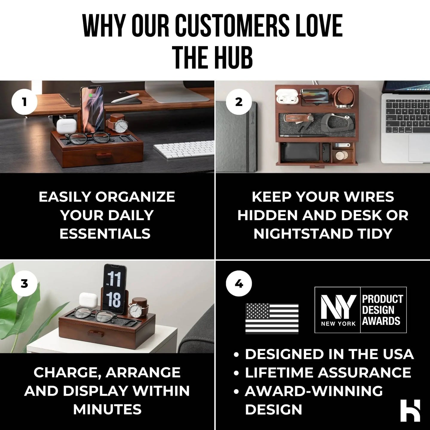 The Hub Nightstand Organizer | Charging Station | Desk Organizer ...