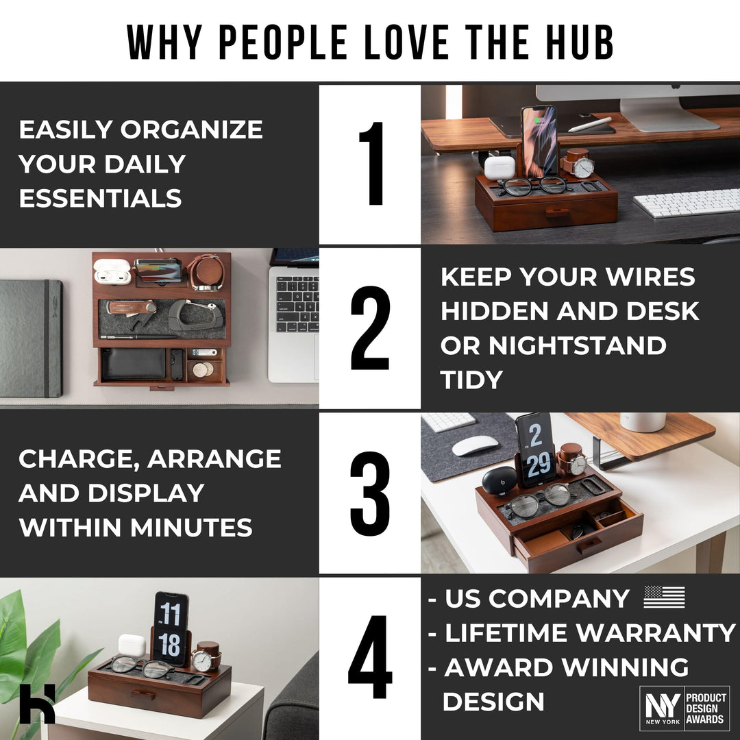 The Hub Nightstand Organizer | Charging Station | Desk Organizer ...